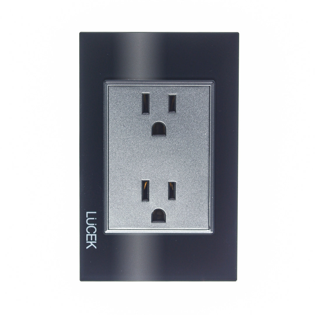 BP06-CNN PLACA CON CONTACTO DUPLEX CRISTAL NEGRO. – Lucek